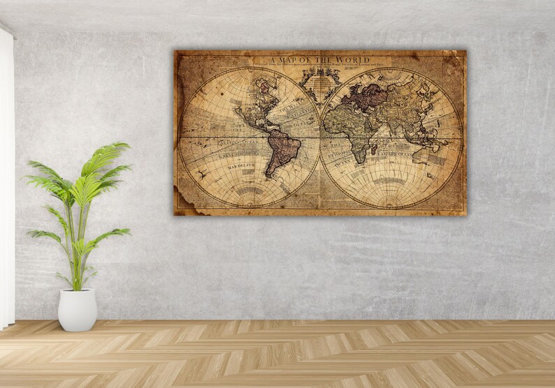 Vintage Map Canvas Art,old World, Map Canvas Artold World Map Art ...
