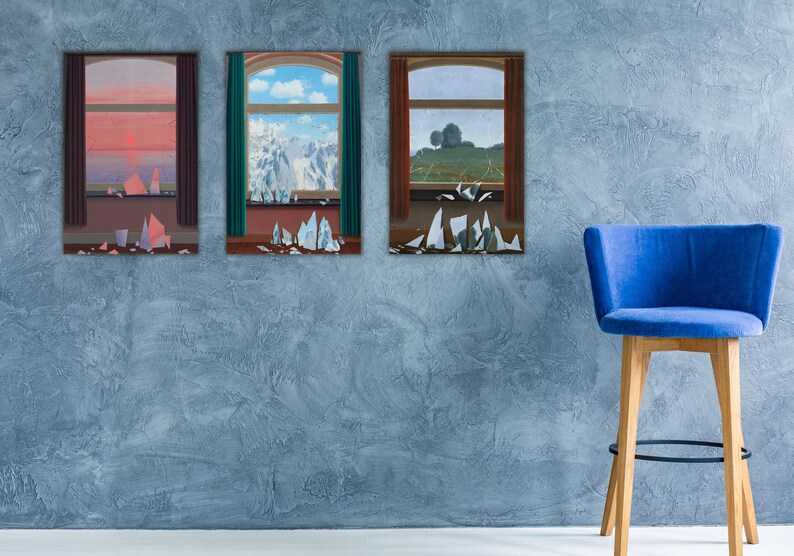 Set of 3 René Magritte Window Poster Art Print,famous Canvas Arts,rené ...