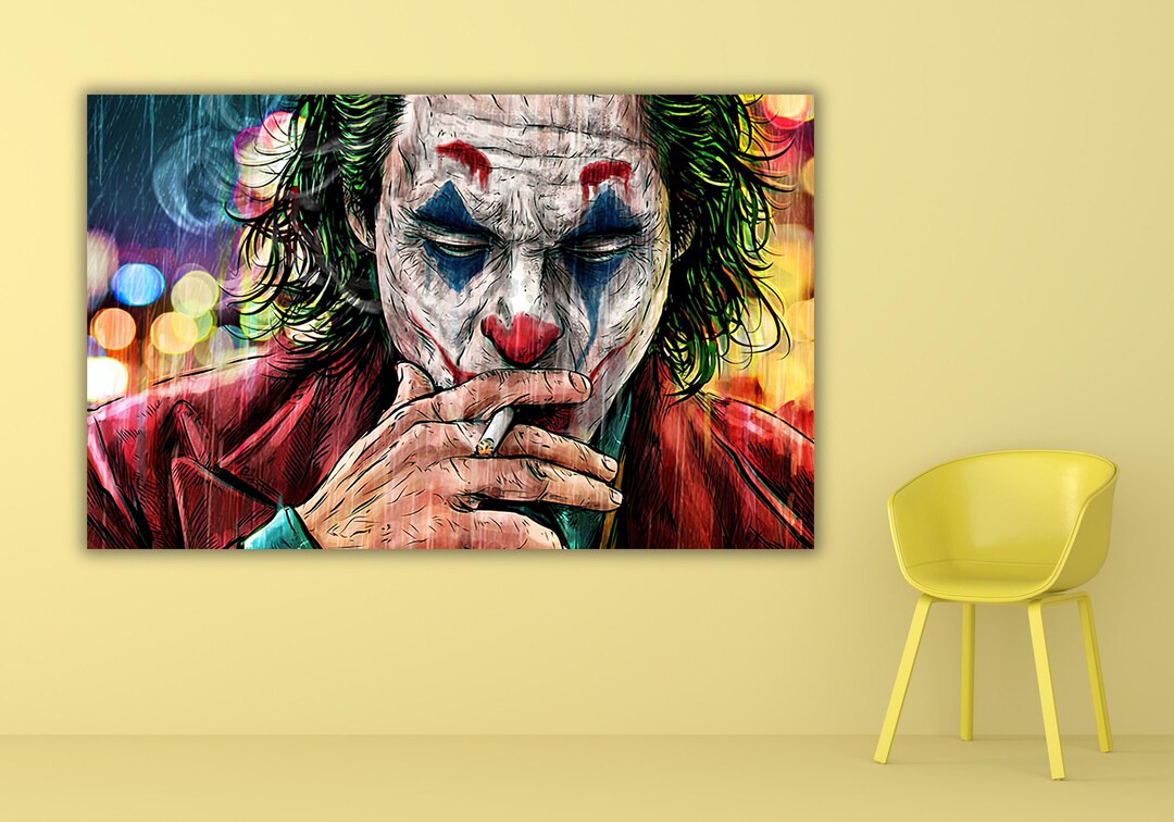Joker Movie Poster,joker Smoke Art, Comic Book Poster, Joaquin Phoenix ...