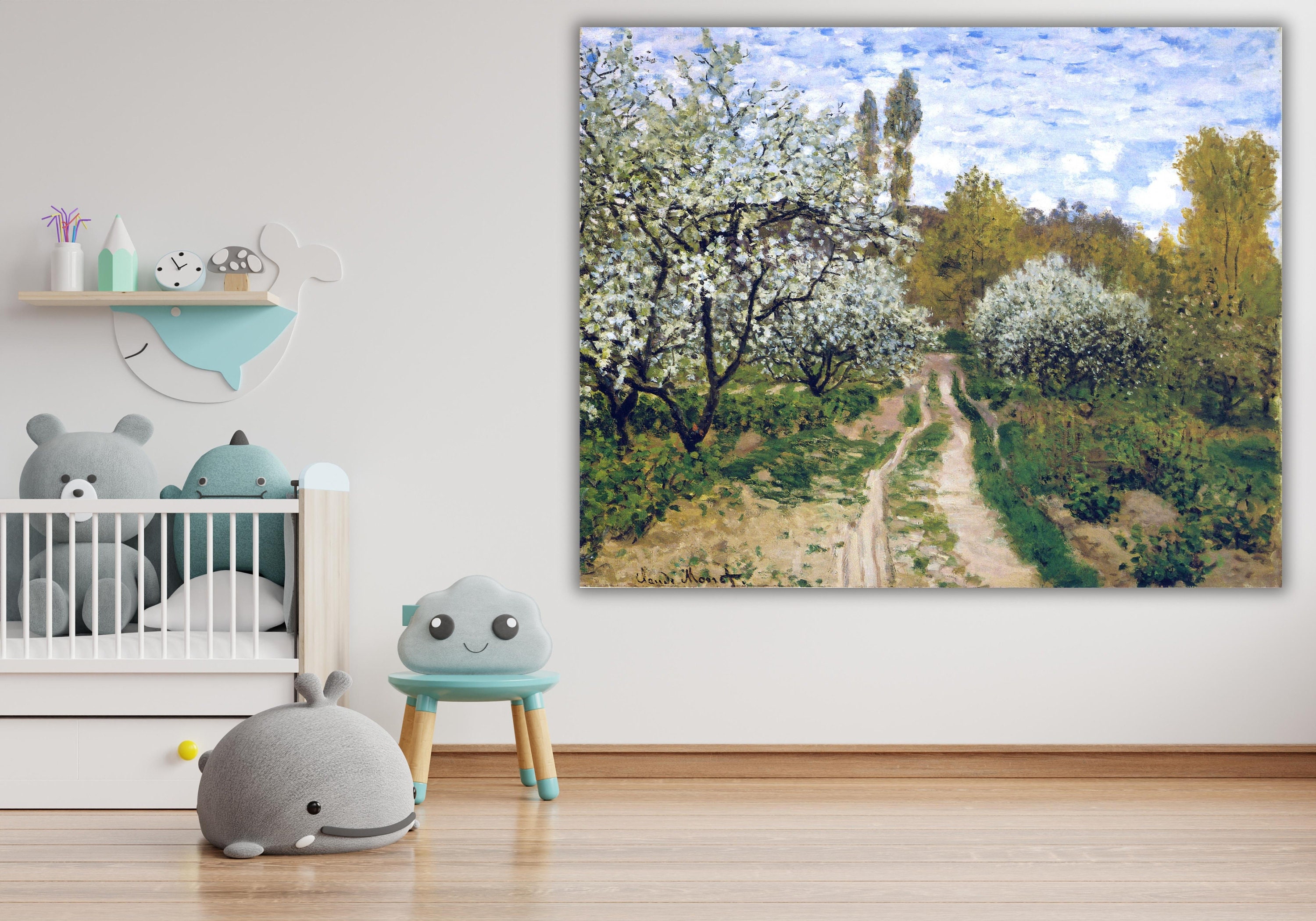 Claude Monet Apple Trees in Blossom Painting Wall Art,claude Monet ...