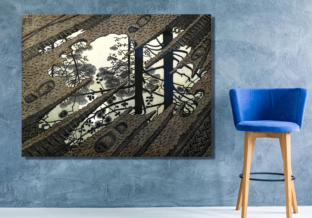 Maurits Cornelis Escher Canvas Wall Art,m.c. Escher Puddle Poster Print ...