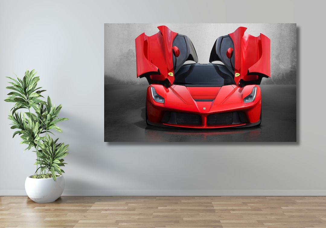 Red Ferrari Canvas Wall Art ,red Ferrari Painting, Supercar Print,extra ...