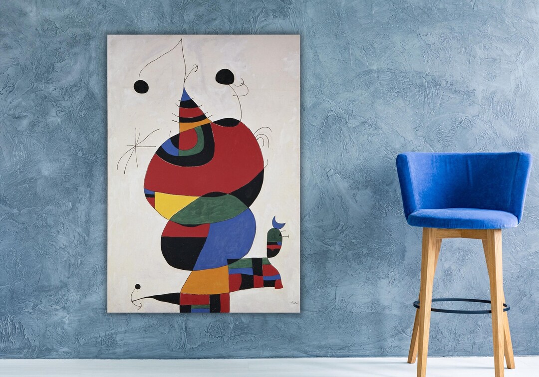 JOAN MIRO Woman Bird Star Poster Art Canvas,joan Miro Exhibition Canvas ...