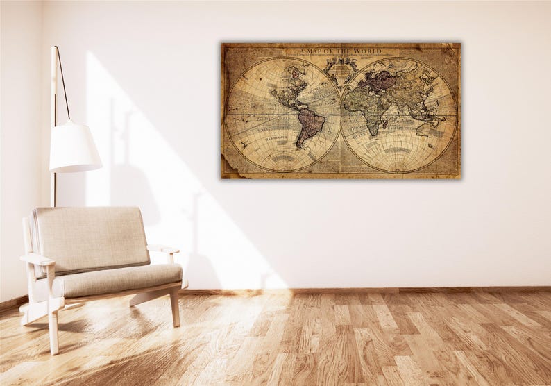 Vintage Map Canvas Art,old World, Map Canvas Artold World Map Art ...