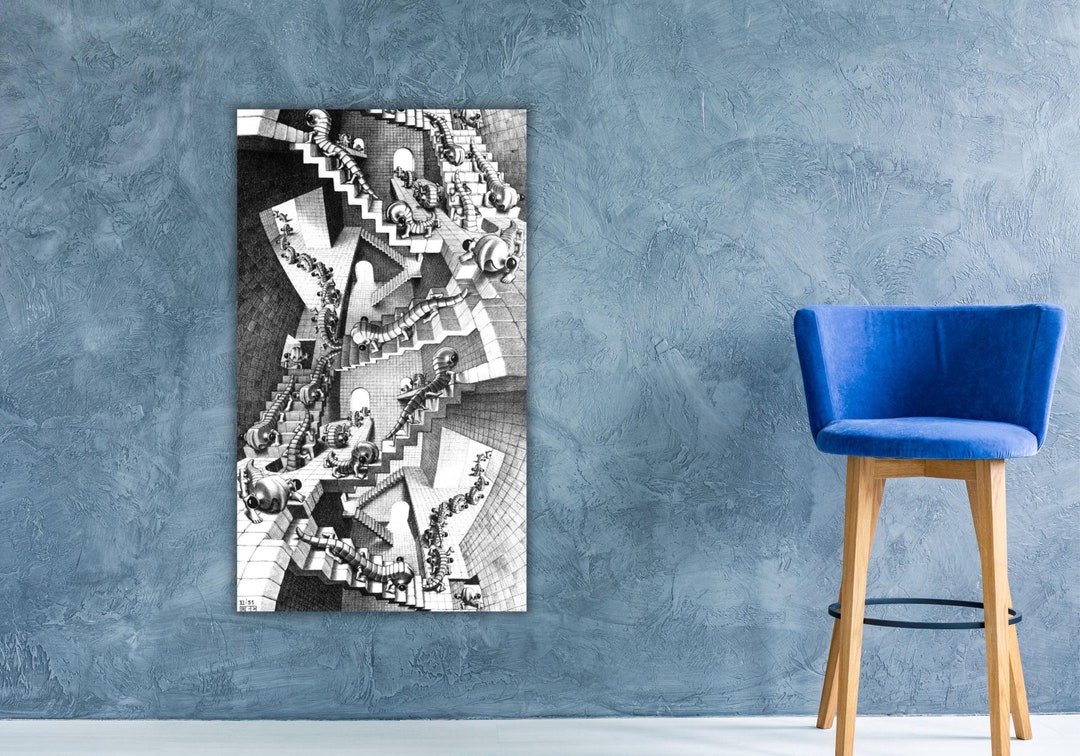 Vintage Escher Canvas Wall Art,m.c. Escher House of Stairs Poster Print ...