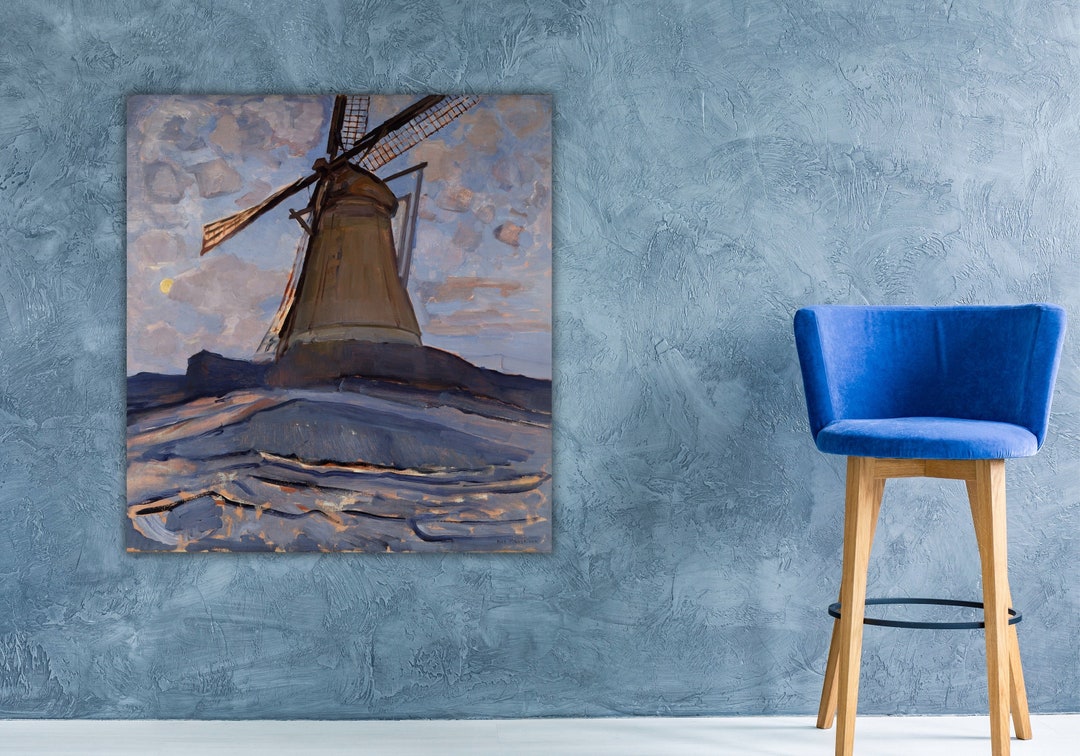 Mondrian Painting,vintage Wall Decor,windmill by Piet Mondrian Canvas ...