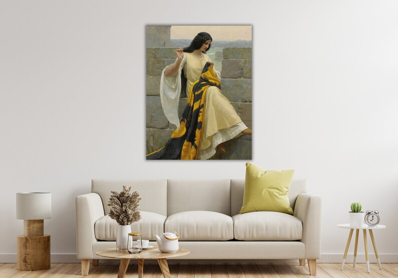 Edmund Blair Leighton Canvas Wall Art, Edmund Leighton Stitching the ...