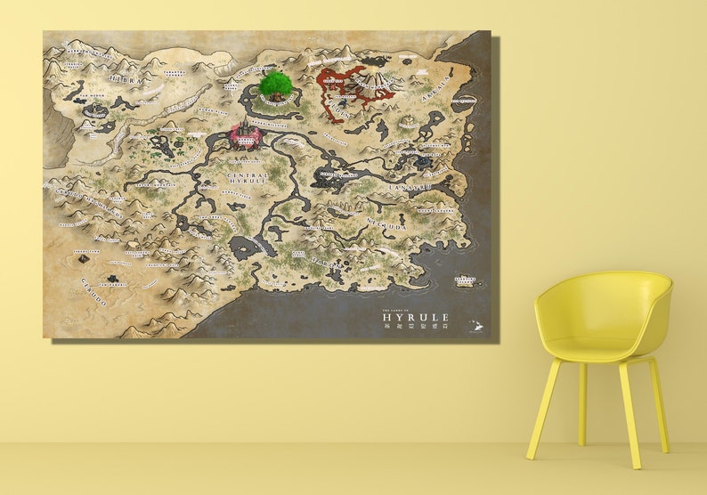 Map of Hyrule From Legend of Zelda Poster Art Print,legend of Zelda ...