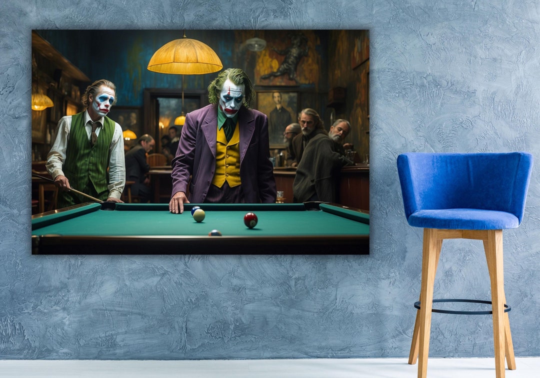 Joker Billiards Canvas Wall Art Print,joker Playing Billiards Poster ...