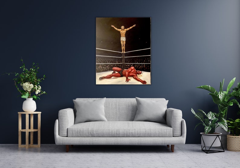 Jesus on the Top Rope in the T Pose Print,jesus Beats the Devil in a ...