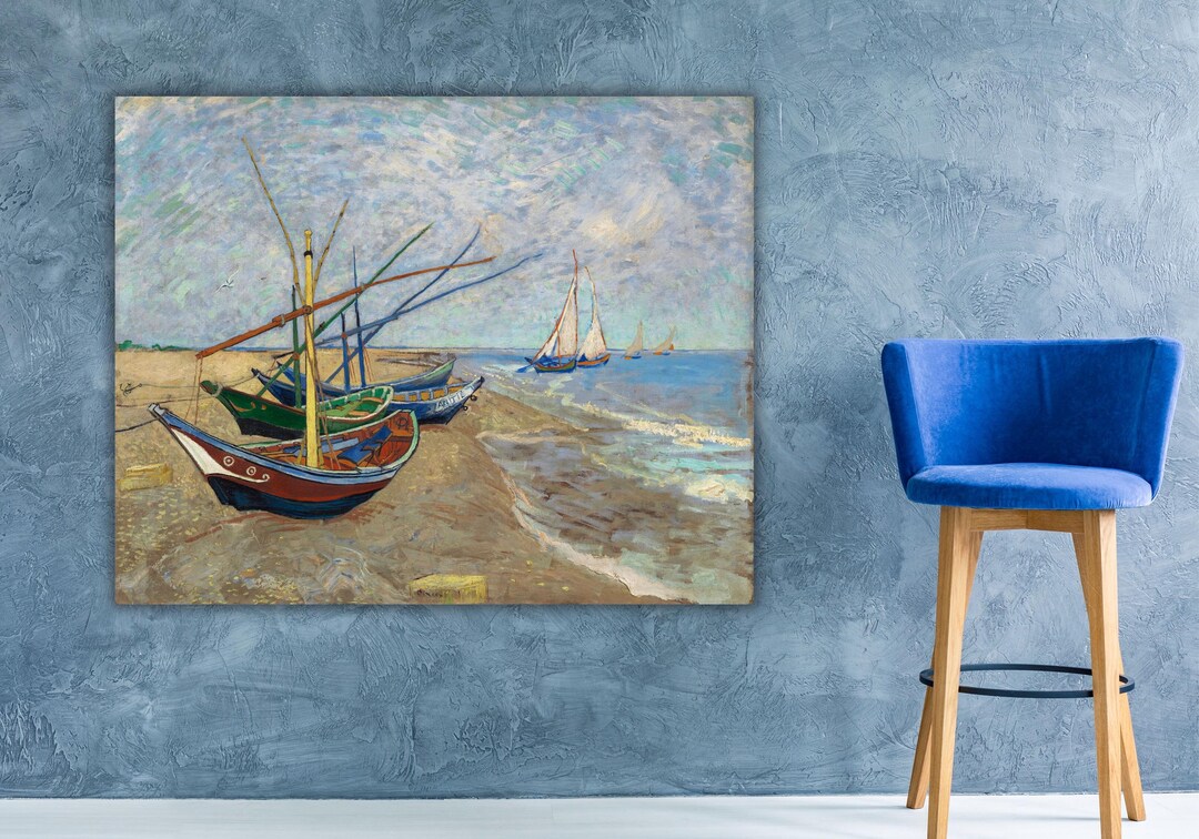 Ship Painting, Van Gogh Seascape at Saintes Maries Oil Painting ...