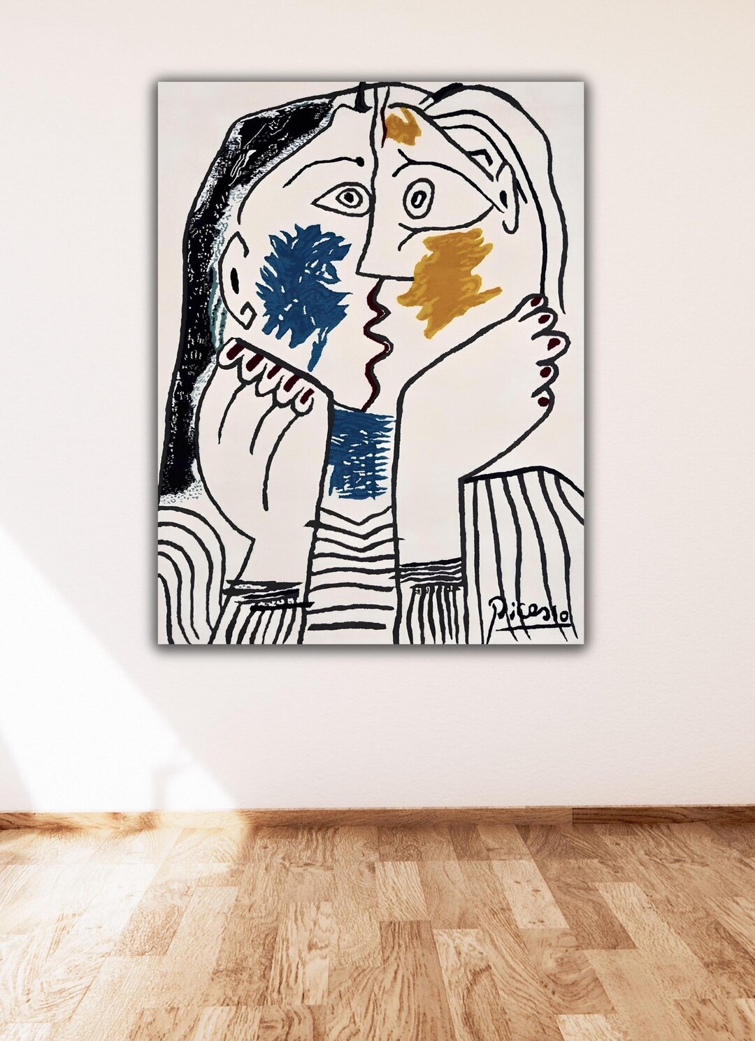 Vintage Pablo Picasso Canvas Kiss Poster Pablo Picasso the Kiss ...