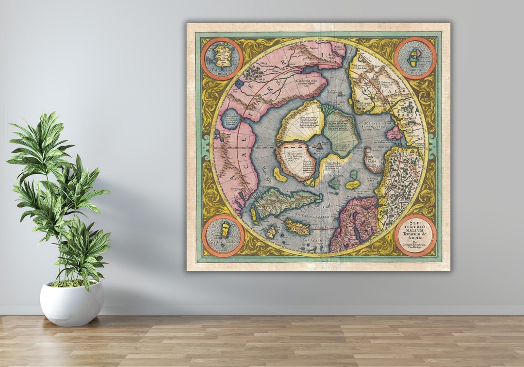 Vintage World Map Poster Print,large World Map Wall Chart, Ancient Flat ...