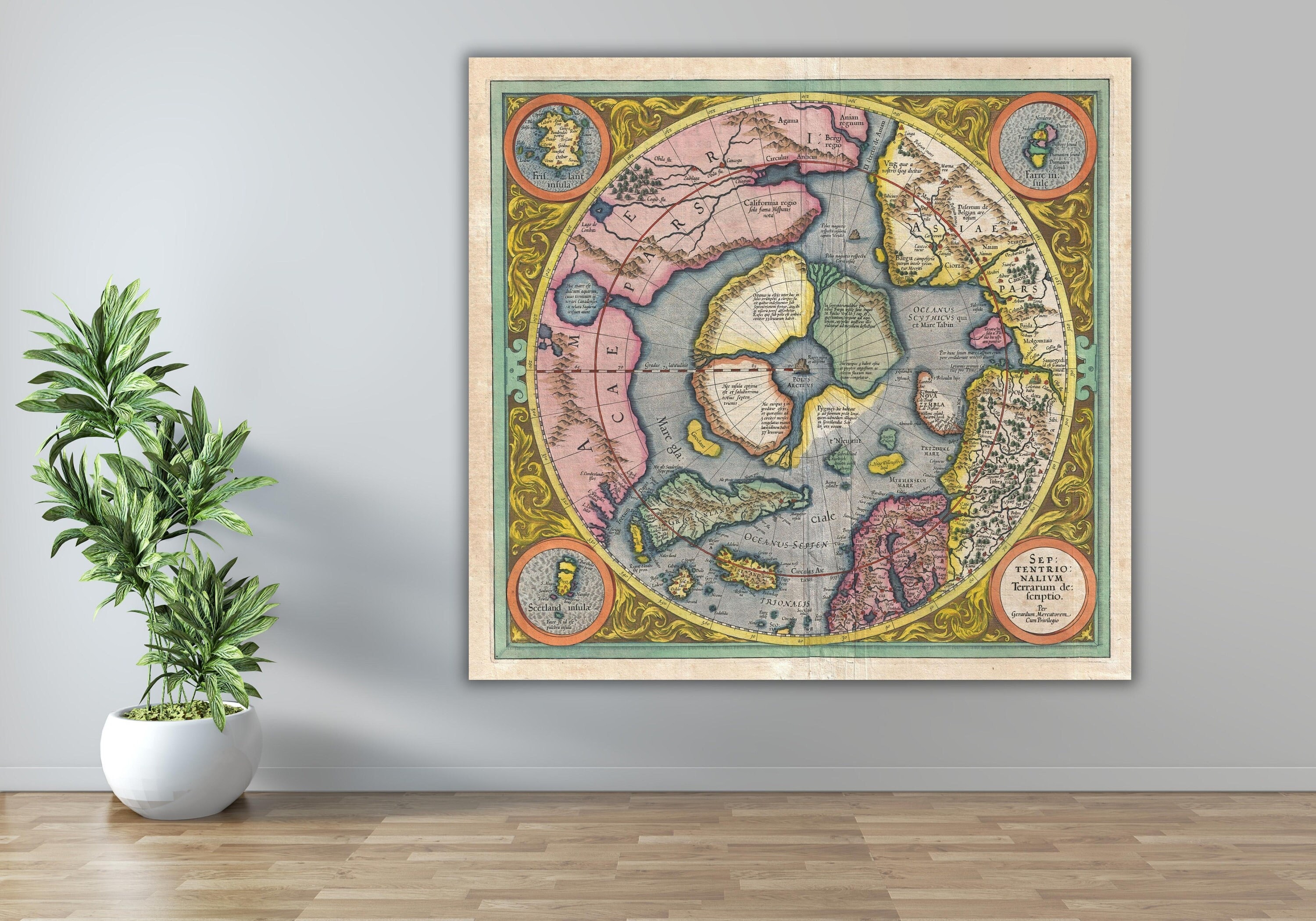 Vintage World Map Poster Print,large World Map Wall Chart, Ancient Flat ...