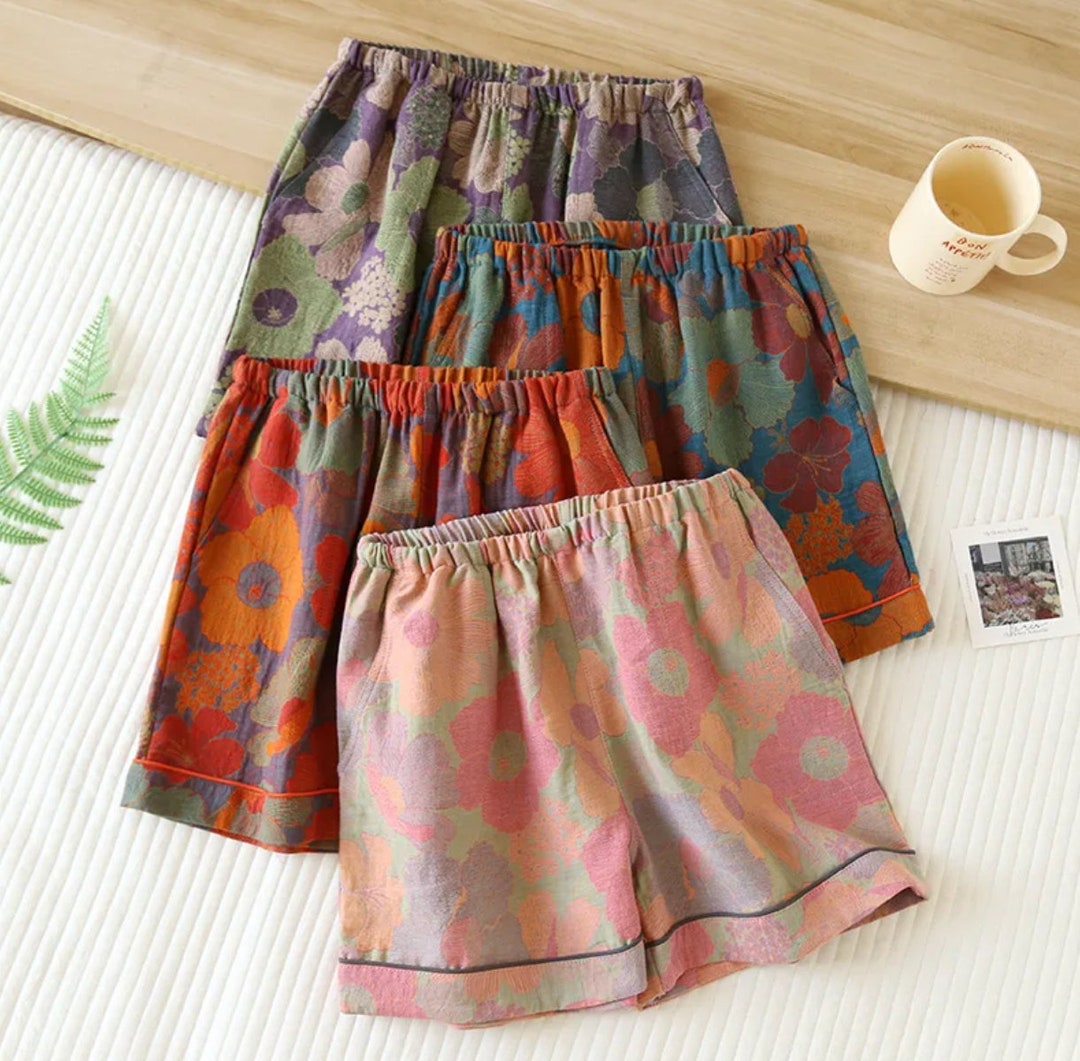 Cotton Floral Shorts, High Waist Shorts, Cotton High Waist Shorts ...