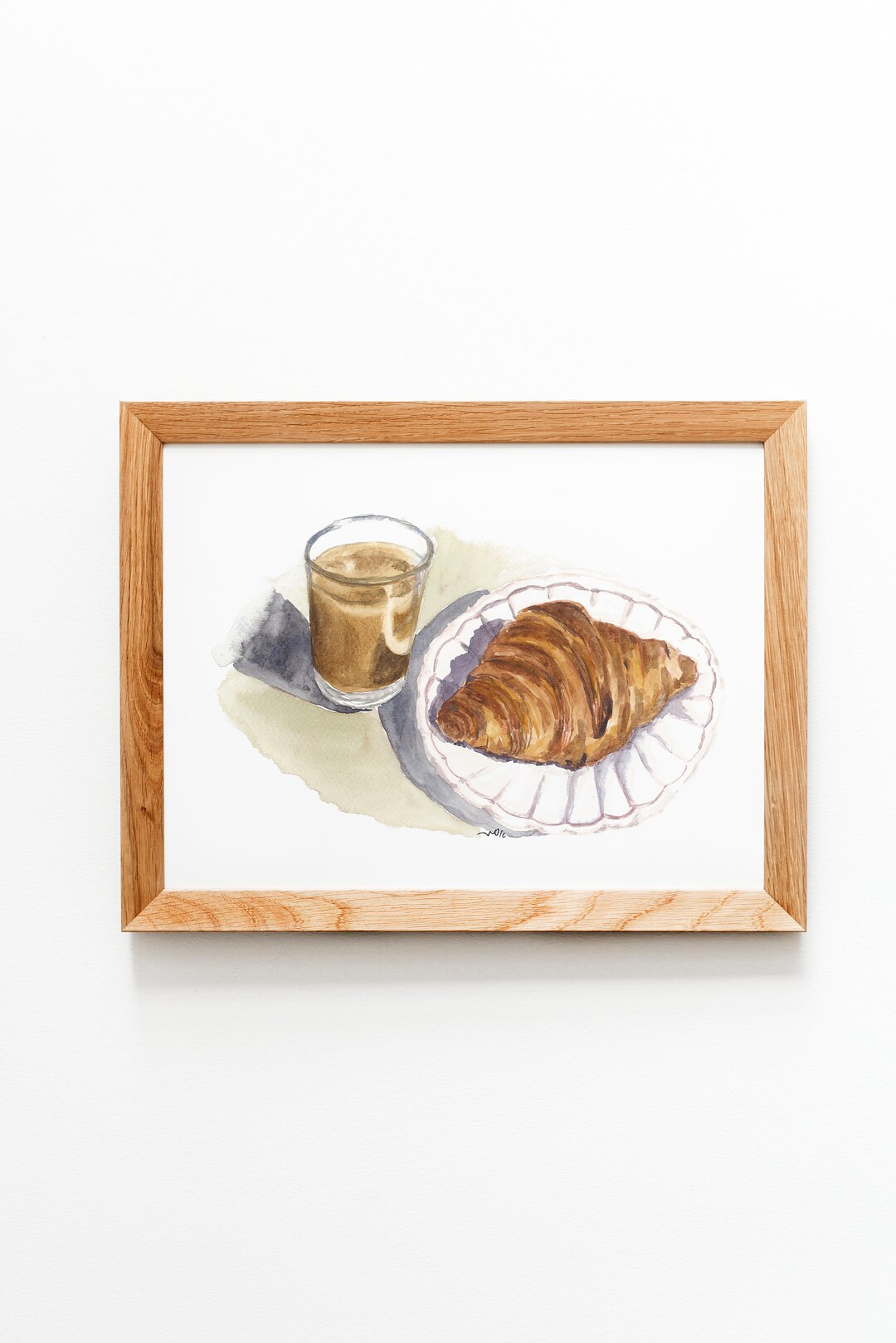 Coffee and Croissant Painting, Original Painting, Kitchen Wall Art ...