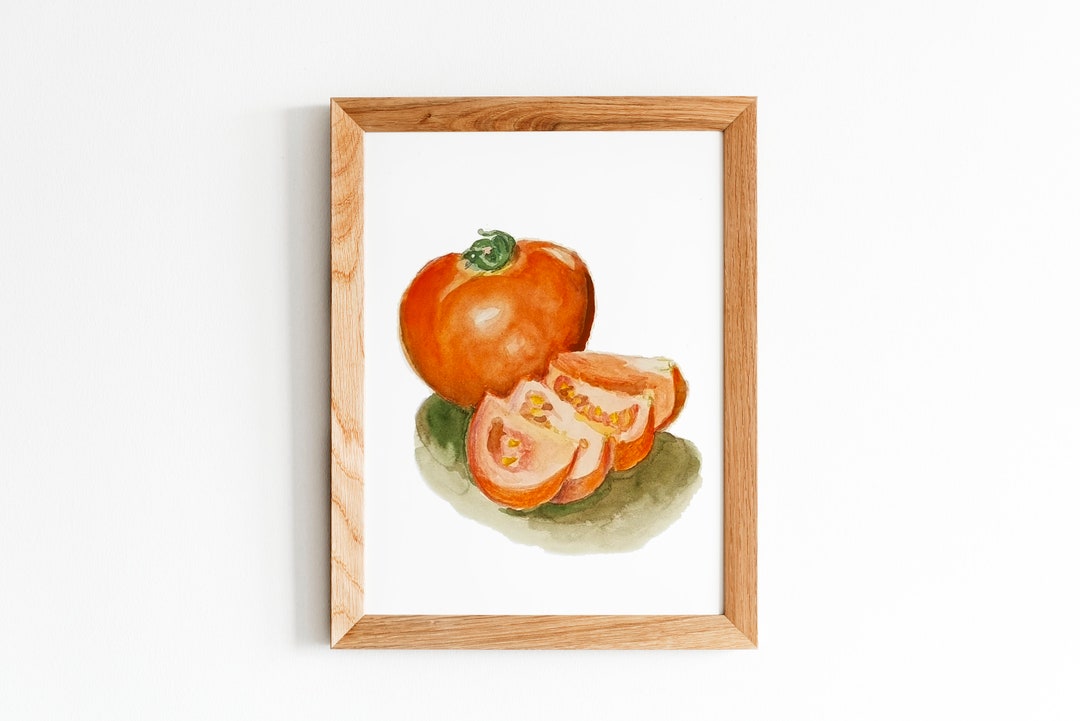 Tomato Drawing, Culinary Art, Kitchen Wall Art, Vegtables Painting ...