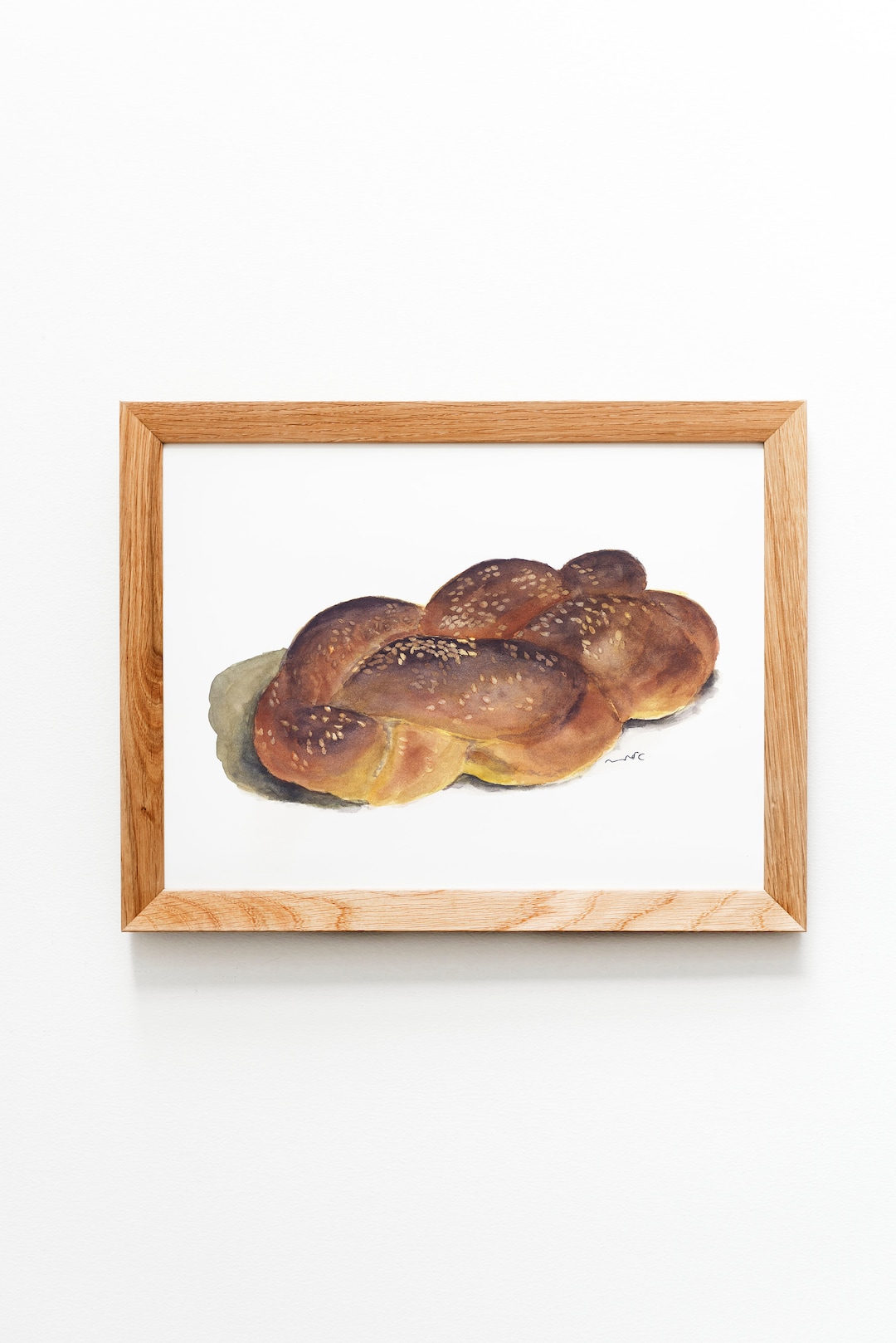 Culinary Art, Challah Bread Watercolor Painting, Jewish Wall Art, Bread ...