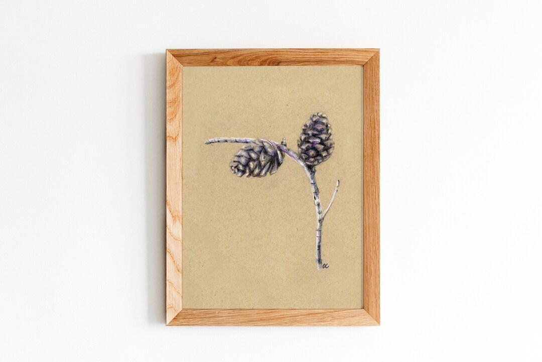 Pine Cones Print ,original Painting, Woodland Wall Art, Couple Pine ...