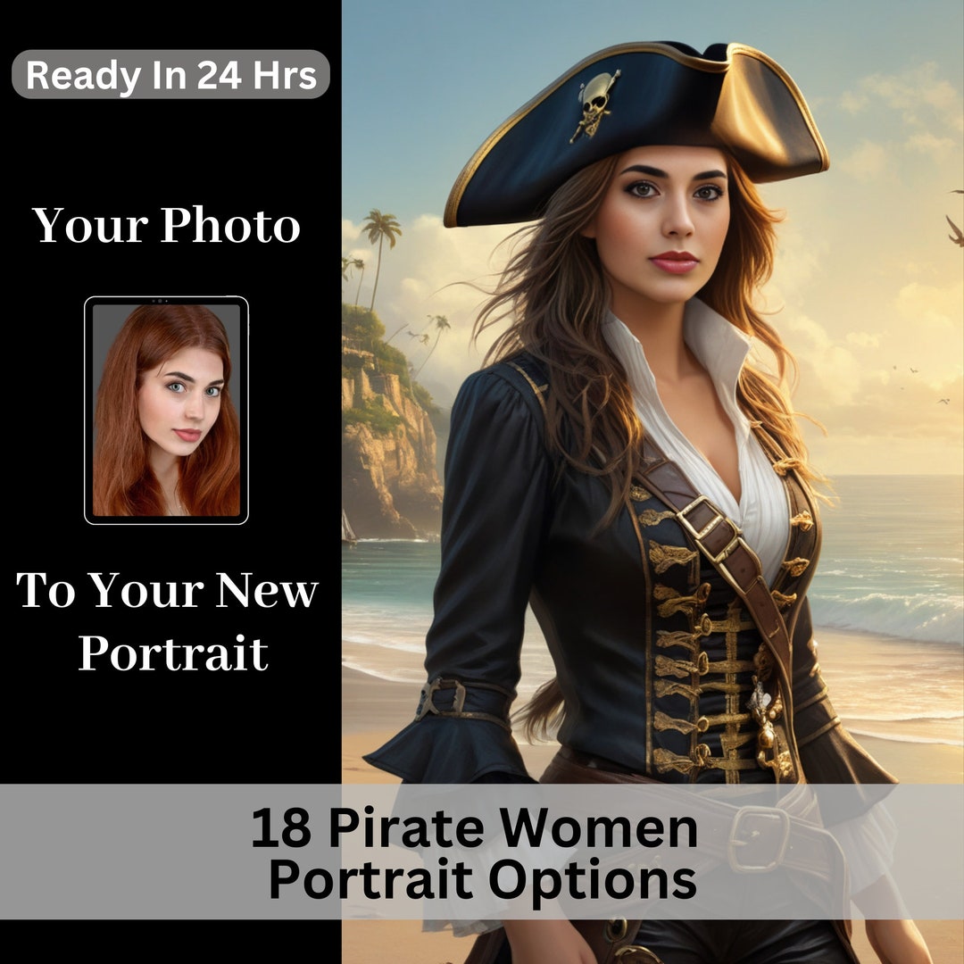 Custom Pirate Women Portrait From Your Photo Pirate Portrait Face Swap ...