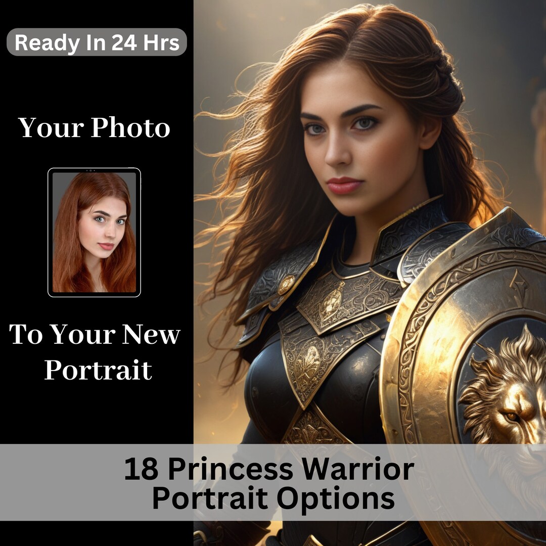 Custom Princess Warrior Portrait From Your Photo Face Swap Portrait ...