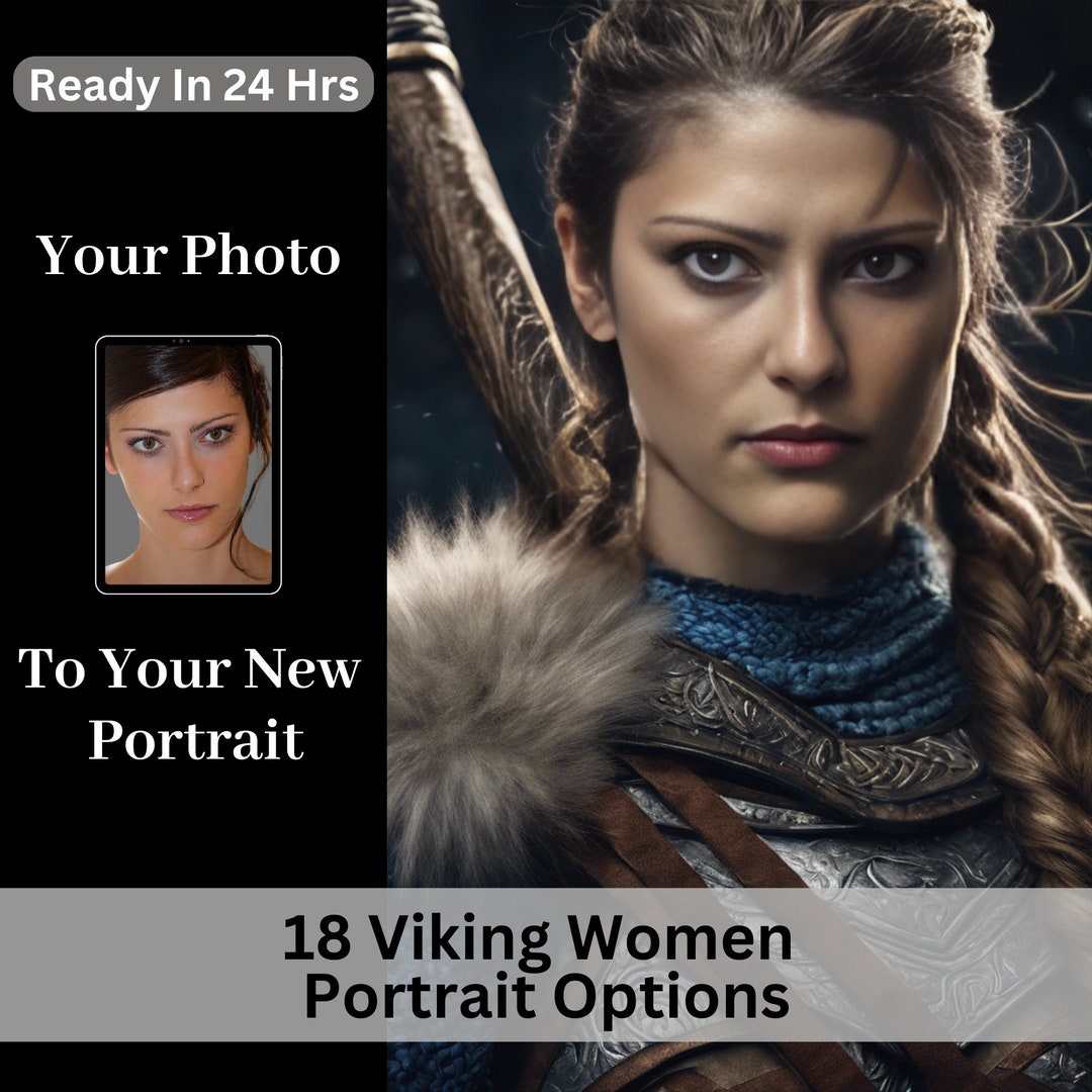 Custom Viking Woman Portrait From Your Photo Face Swap Viking Portrait Make Me A Viking Digital ...