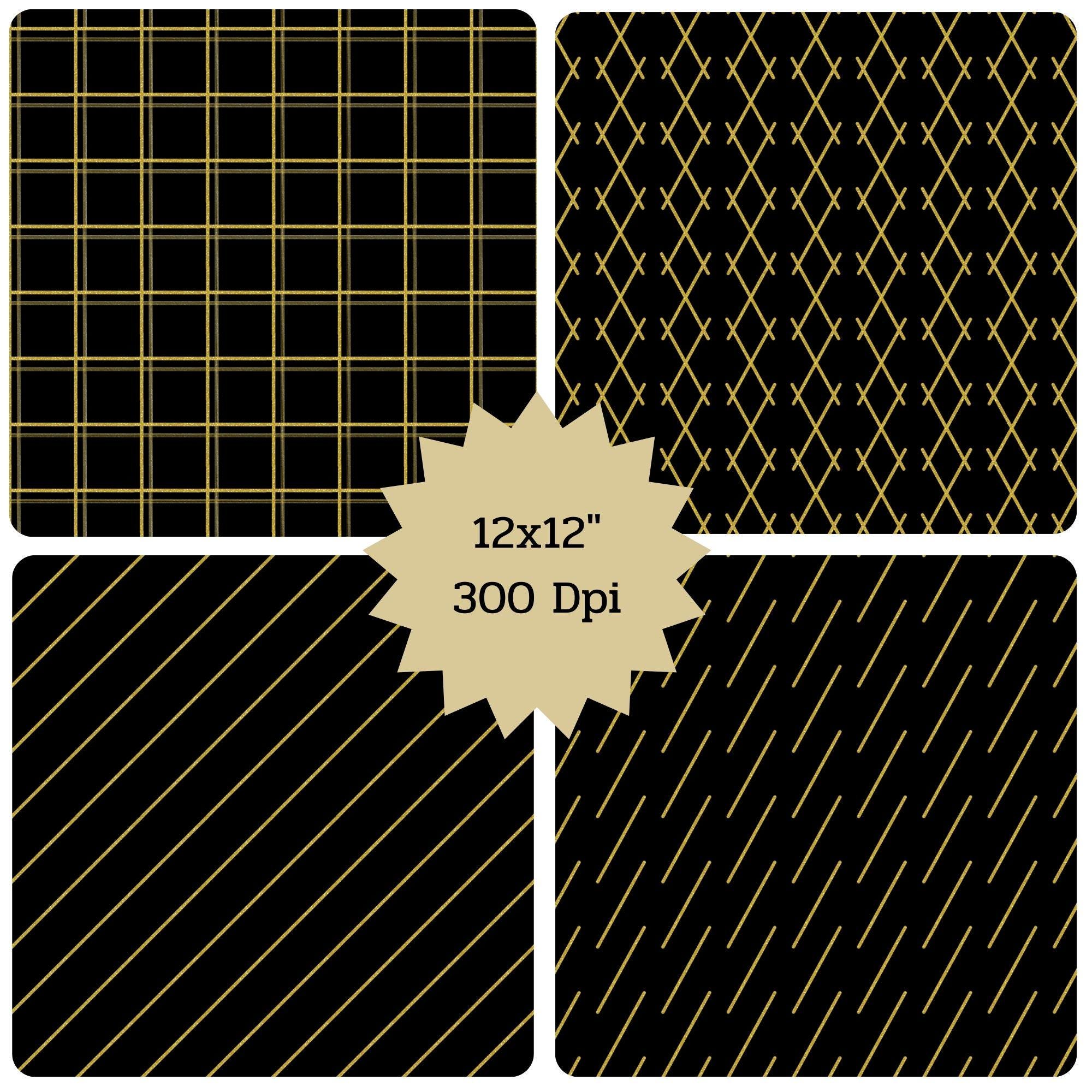 Black and Gold Geometric Digital Paper: 12x12 Scrapbook Patterns - Etsy