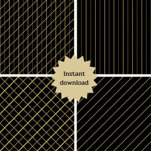 Black and Gold Geometric Digital Paper: 12x12 Scrapbook Patterns - Etsy