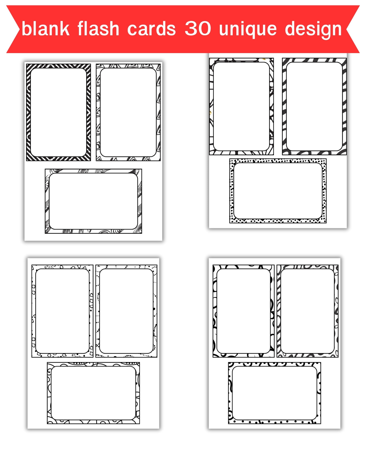 Printable Blank Flash Cards, White and Black, Flash Cards Ideas ...