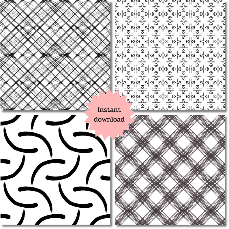 Black and White Digital Paper, Back to School Digital Paper, 12 Jpg ...