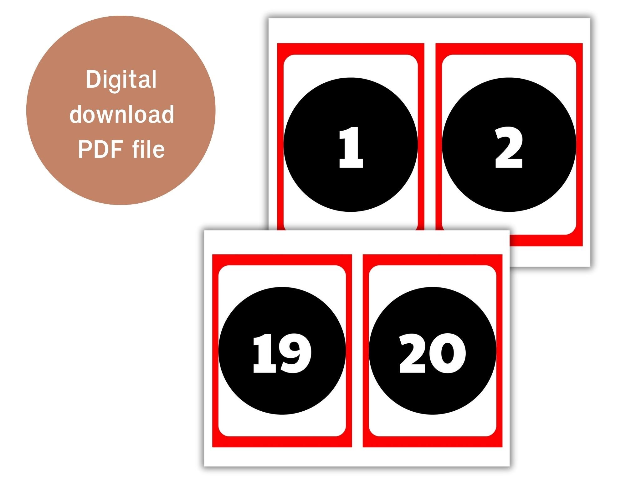 Printable Numbers Flash Card, Number Cards 1-20, Black and White, for ...