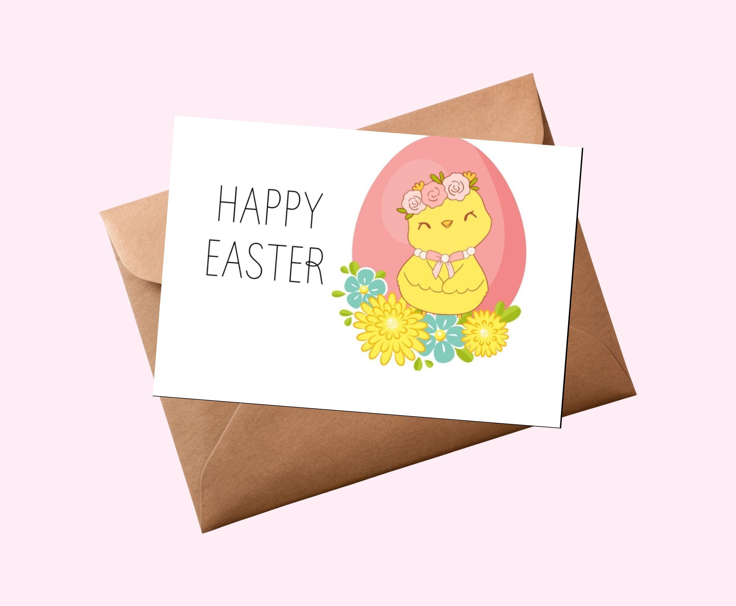 Printable Happy Easter Fold Card, Digital Download, Chick Easter Card ...