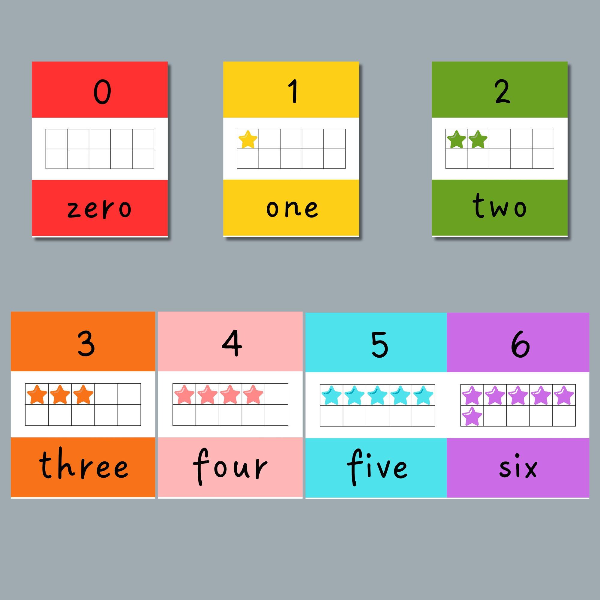 Ten Frame Number Posters for Match, Counting 0-20 for Preschool ...