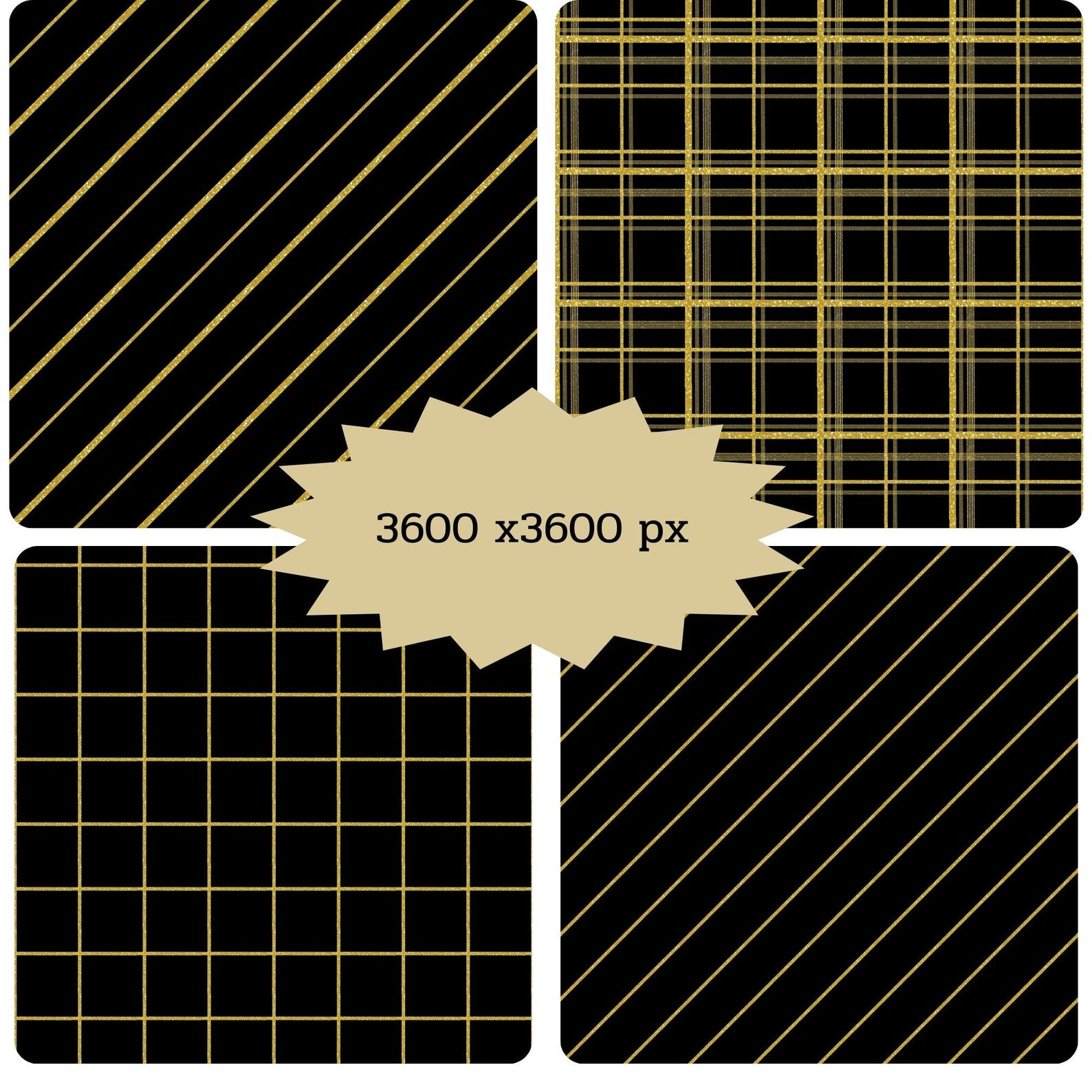 Black and Gold Geometric Digital Paper: 12x12 Scrapbook Patterns - Etsy
