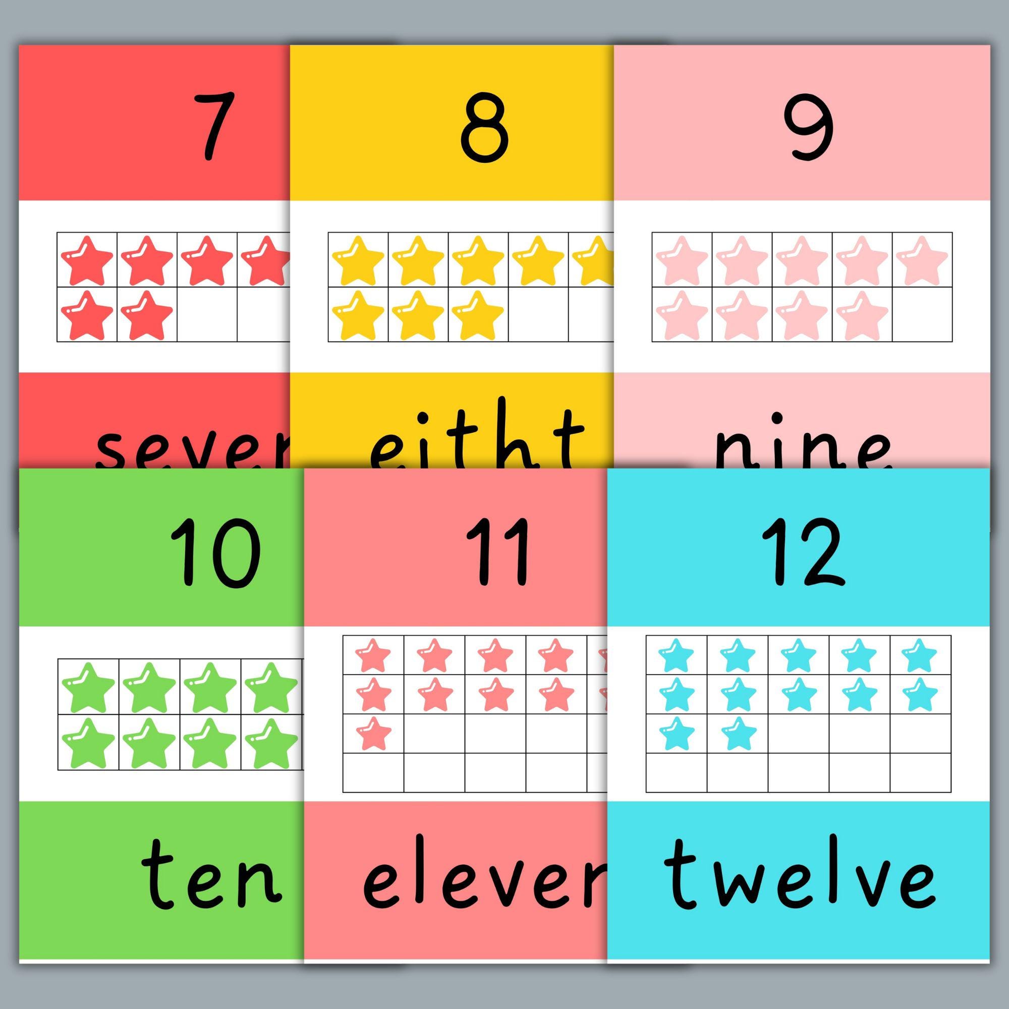 Ten Frame Number Posters for Match, Counting 0-20 for Preschool ...