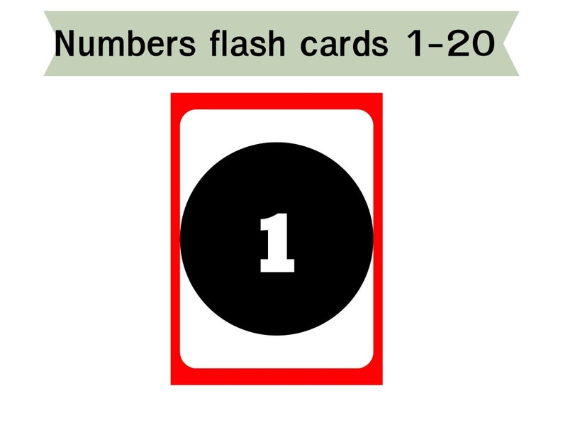 Printable Number Flash Cards 1-20: Black, White & Red (PDF) - Etsy
