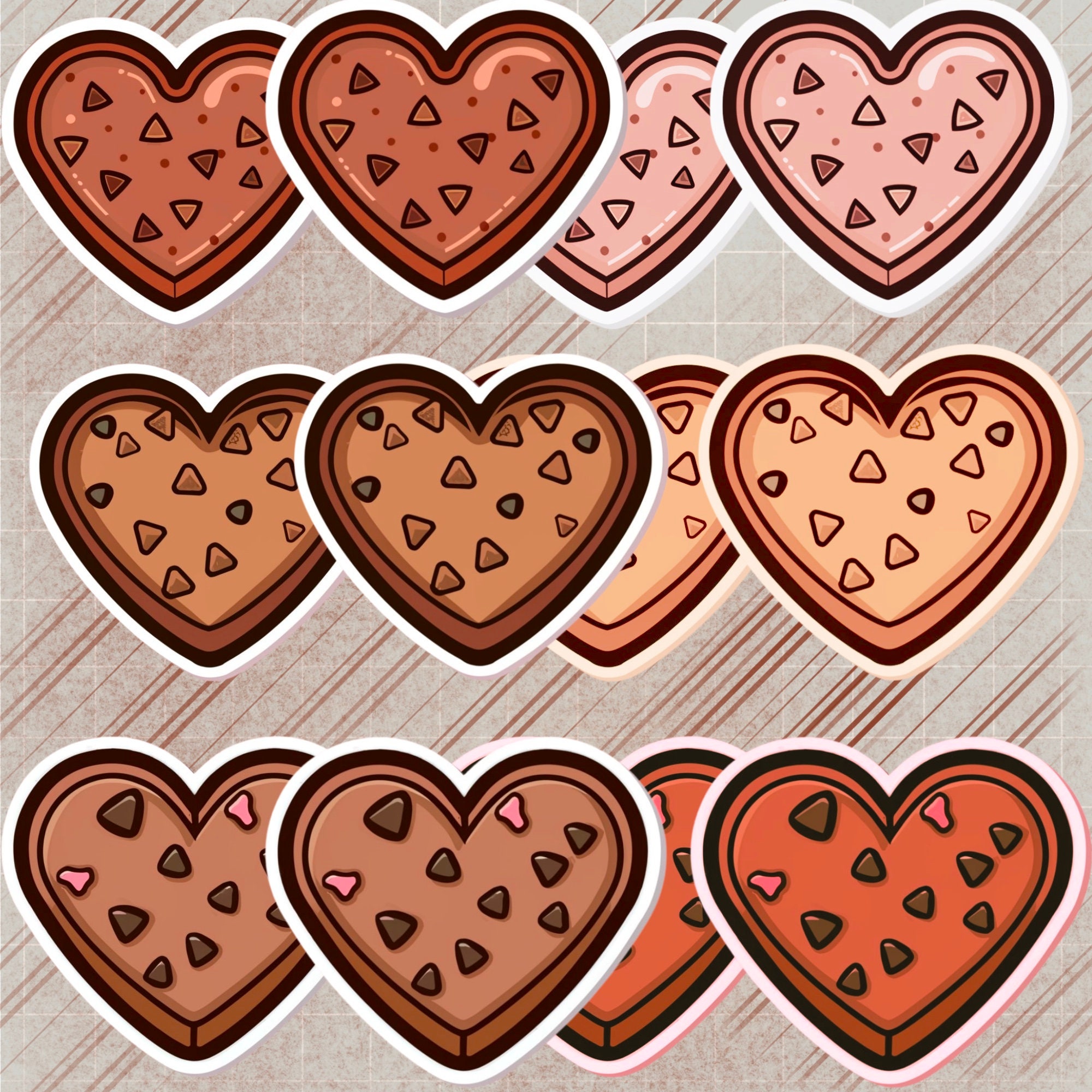 Printable Stickers Chocolate, Heart Chocolate, Sheet Digital Download ...