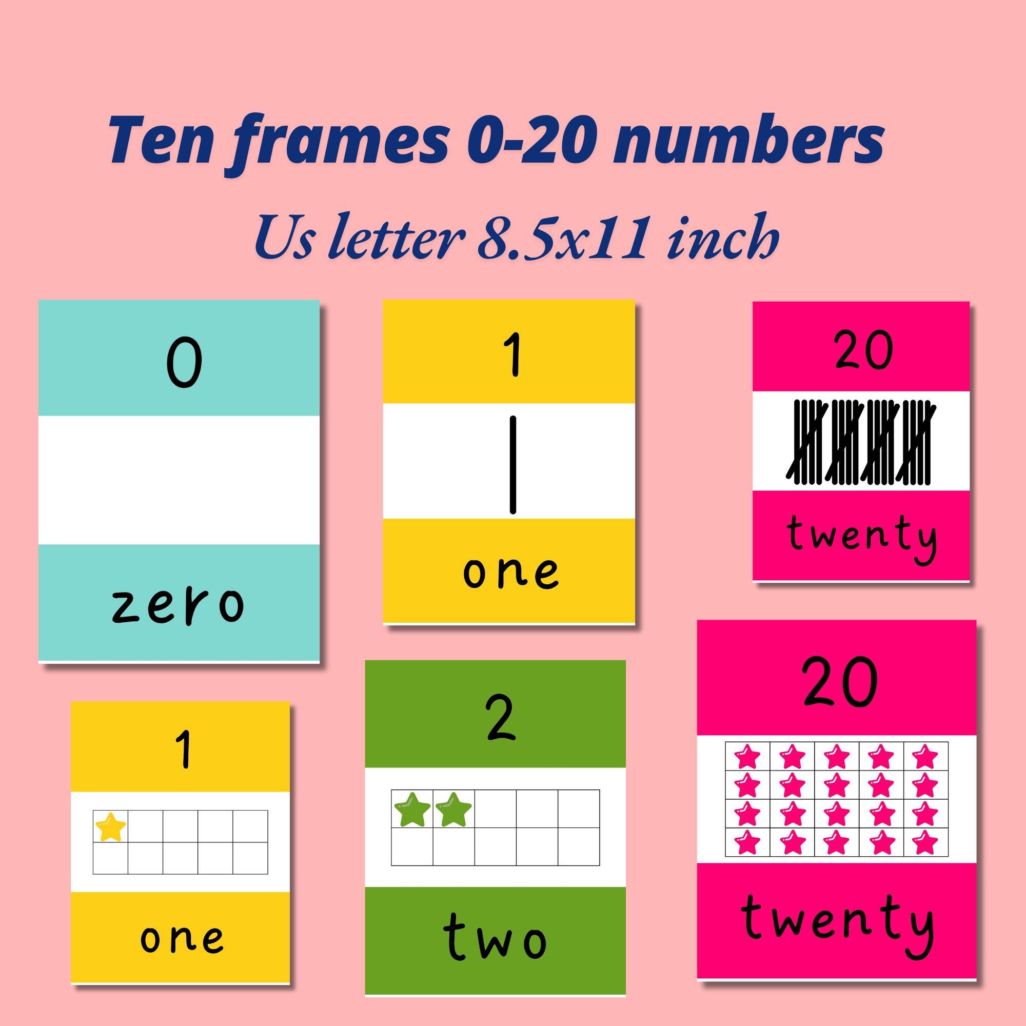 Ten Frame Number Posters for Match, Counting 0-20 for Preschool ...