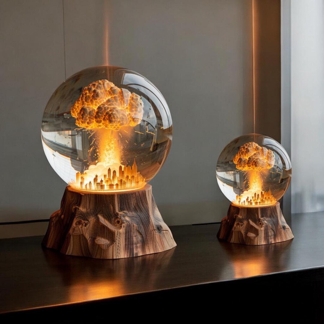 Explosion Bomb Resin Lamp RGB Light Atomic Bomb Diorama Halloween Decor ...