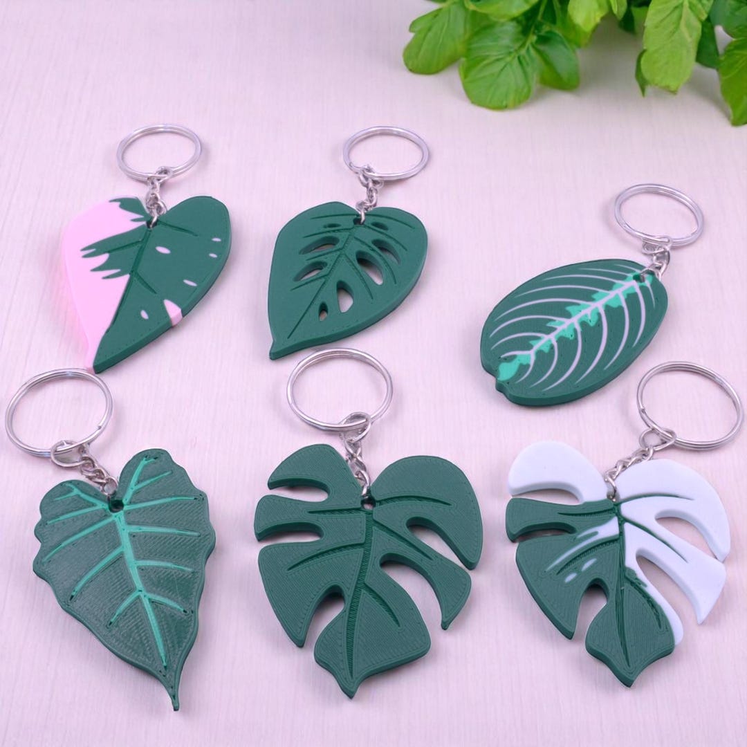 Leaf Keyrings Set | 3D Printed Key Chain Monstera & Tropical Leaves ...