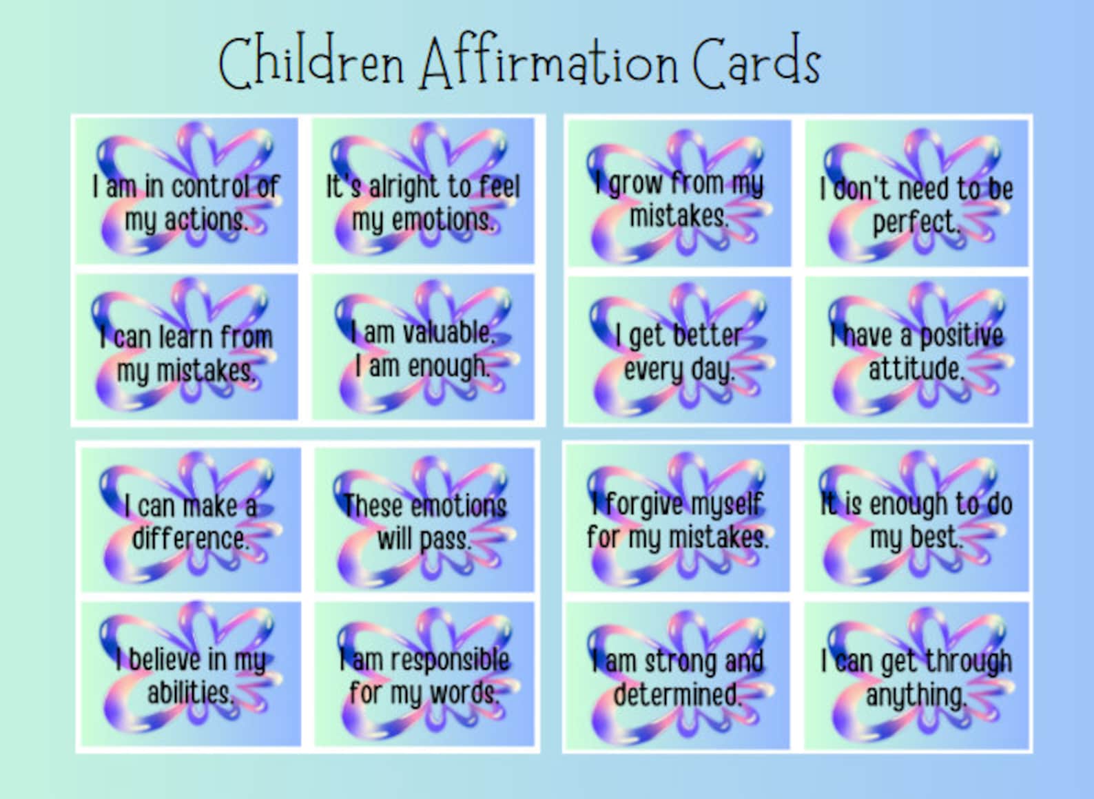 Printable Children's Affirmation Cards - Positive Daily Affirmations ...