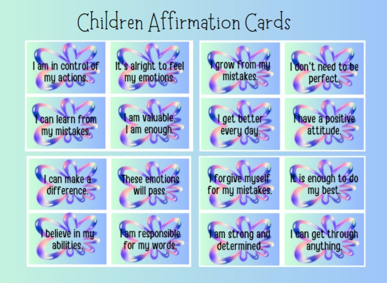 Printable Children's Affirmation Cards - Positive Daily Affirmations ...