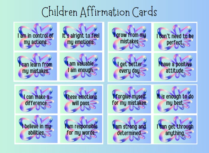 Printable Children's Affirmation Cards - Positive Daily Affirmations ...