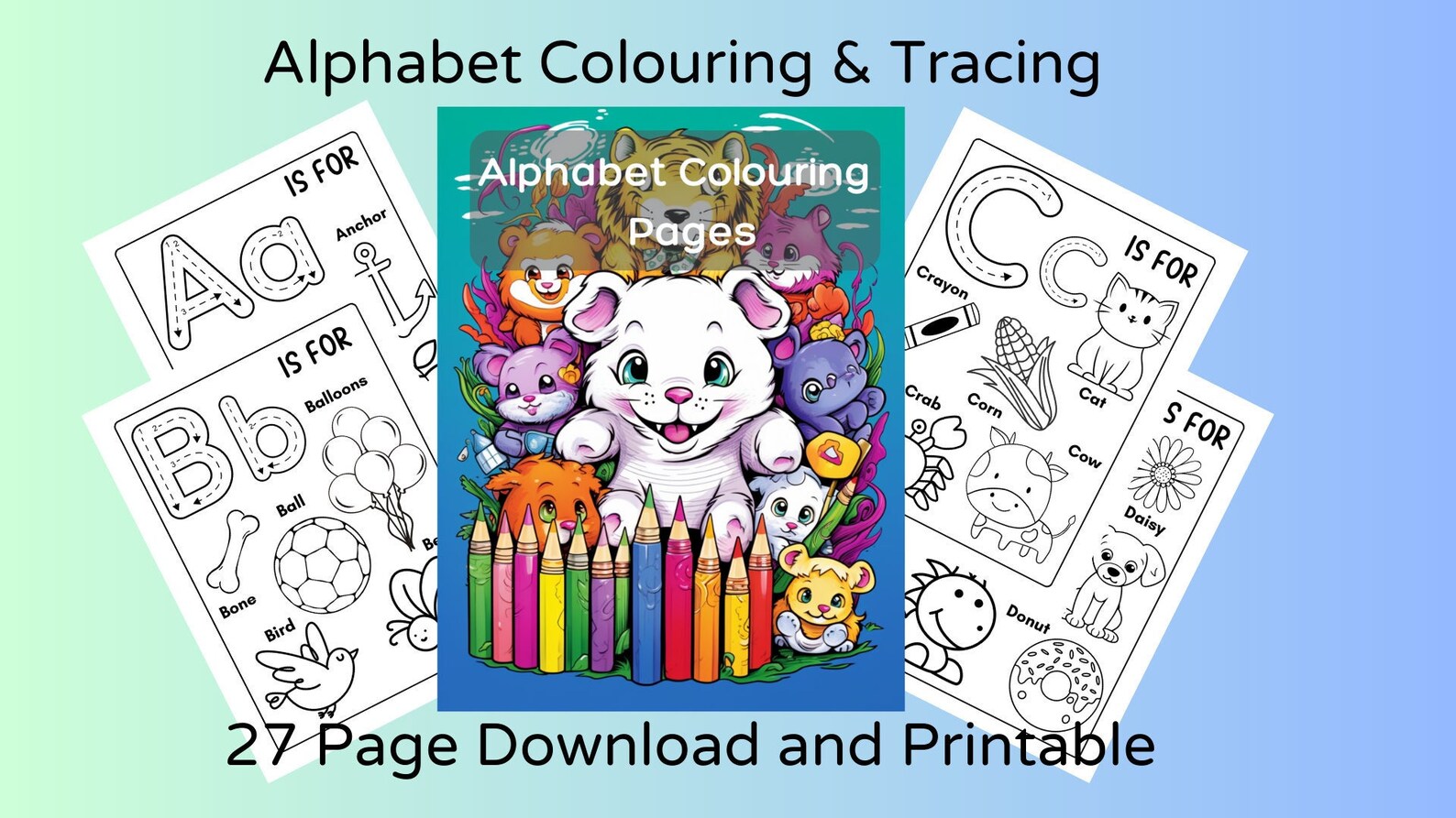 Alphabet Coloring & Tracing Pages, Printable Kids' Educational Activity ...