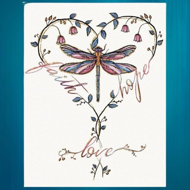 Inspirational Dragonfly Poster - "faith, Hope & Love" Museum Grade ...