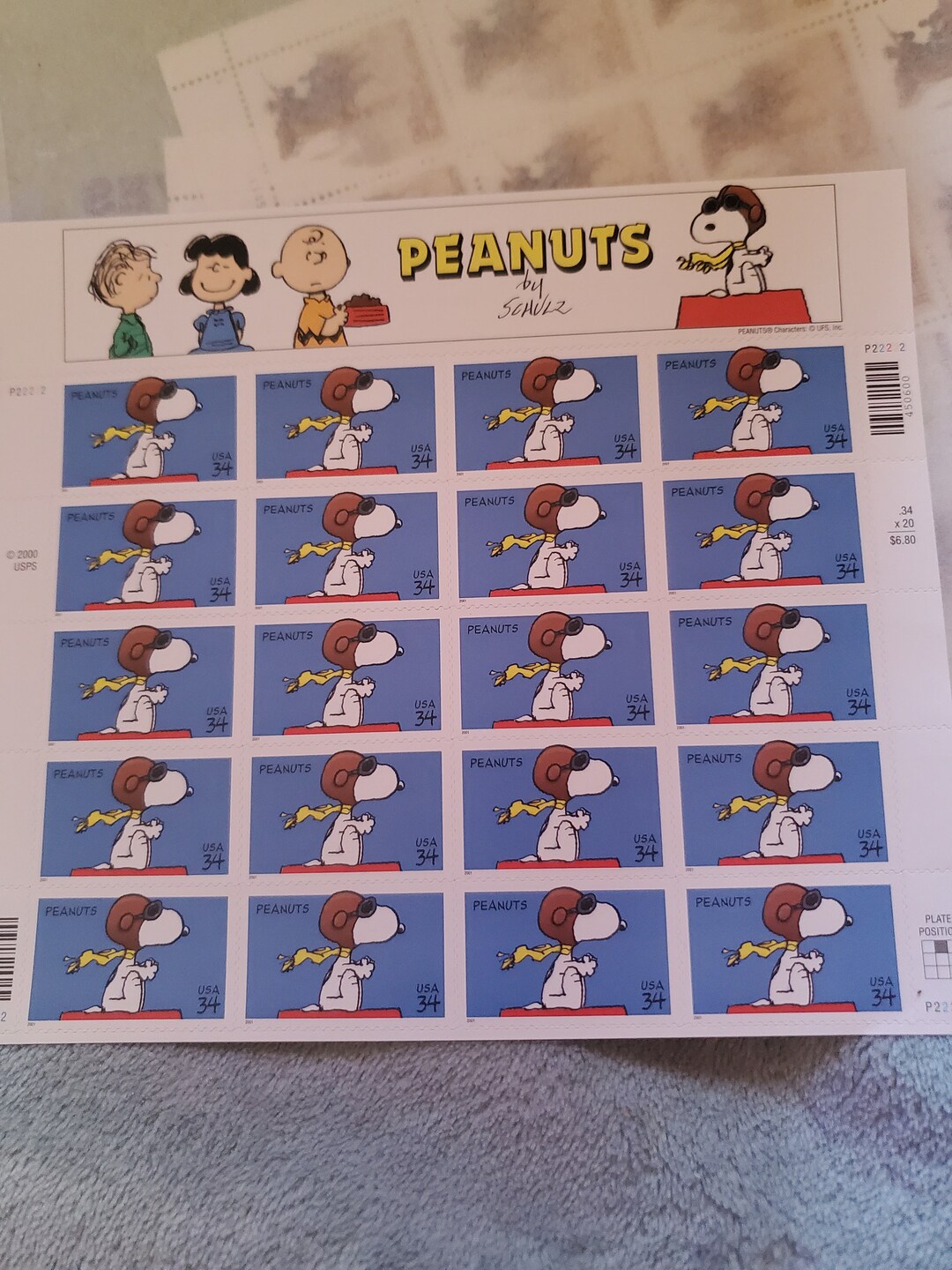 Full Sheet of Snoopy, as Red Baron, 32 Cent Stamps, Mint Condition - Etsy