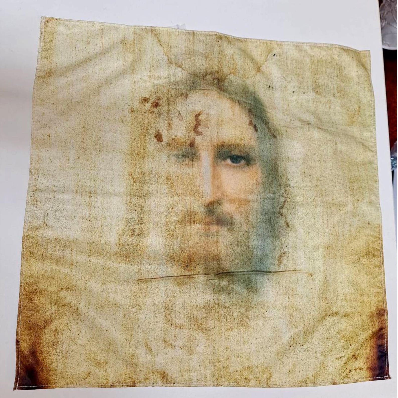 Shroud of Turin Overlap With Jesus Face Fabric Print Easter Lent ...