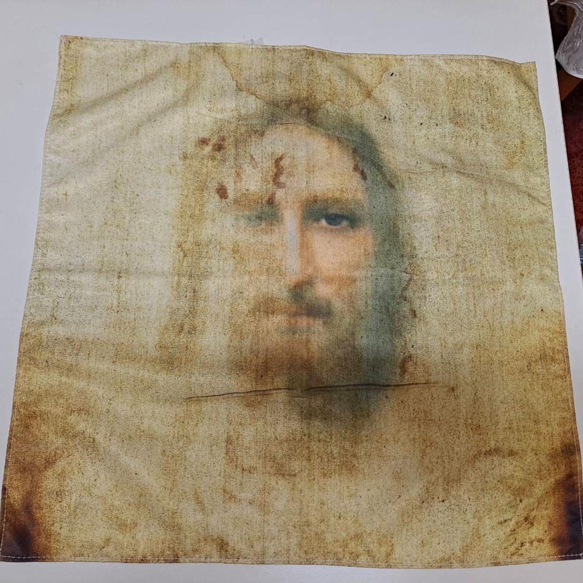 Shroud of Turin Overlap With Jesus Face Fabric Print Easter Lent ...