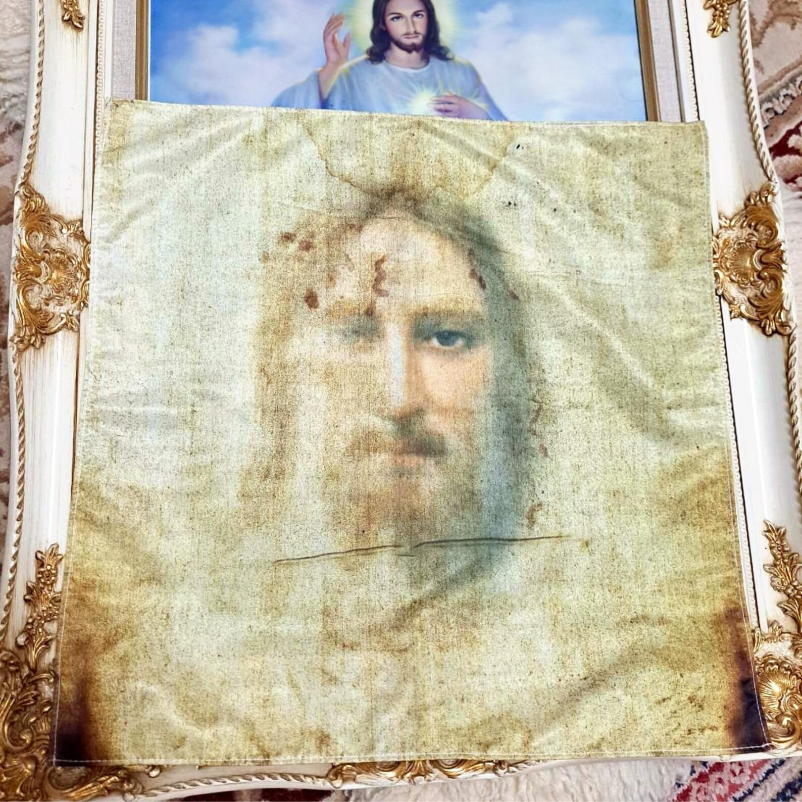 Shroud of Turin Overlap With Jesus Face Fabric Print Easter Lent ...