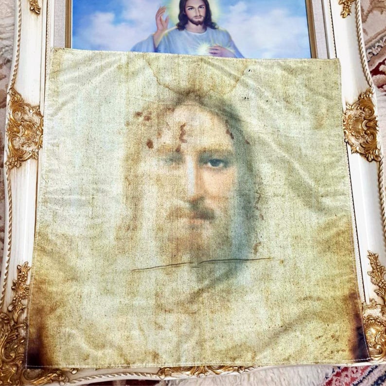 Shroud of Turin Overlap With Jesus Face Fabric Print Easter Lent ...